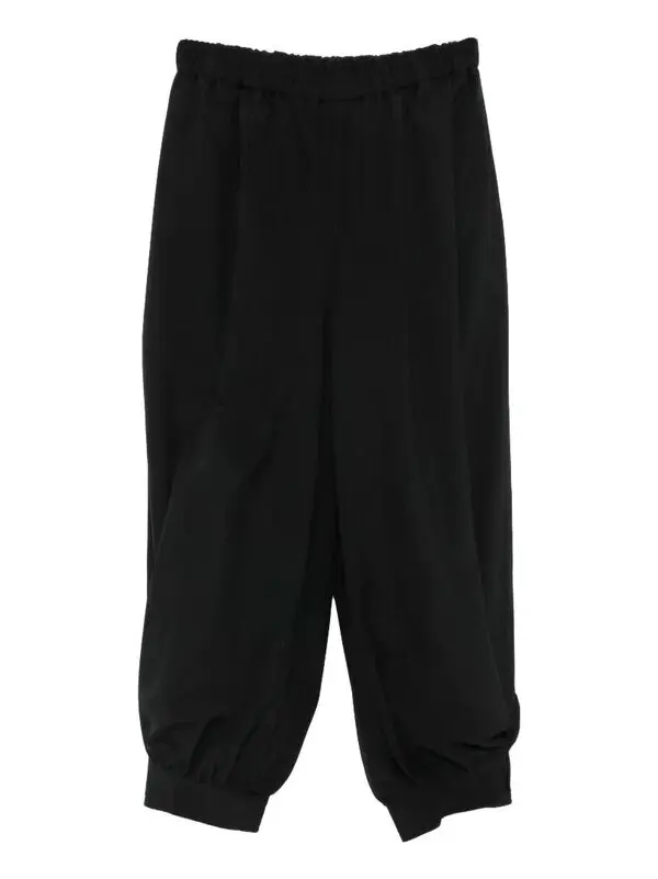 Comme Des Garçons Pleated Gathered Cuff Trousers - Black