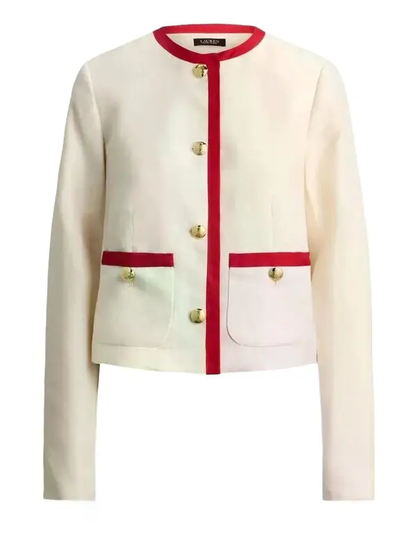 Ralph Lauren Collarless Blazer With Contrast Trim - Neutrals