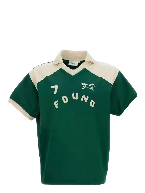FOUND Goji Logo-detail Cotton Polo Shirt - Green