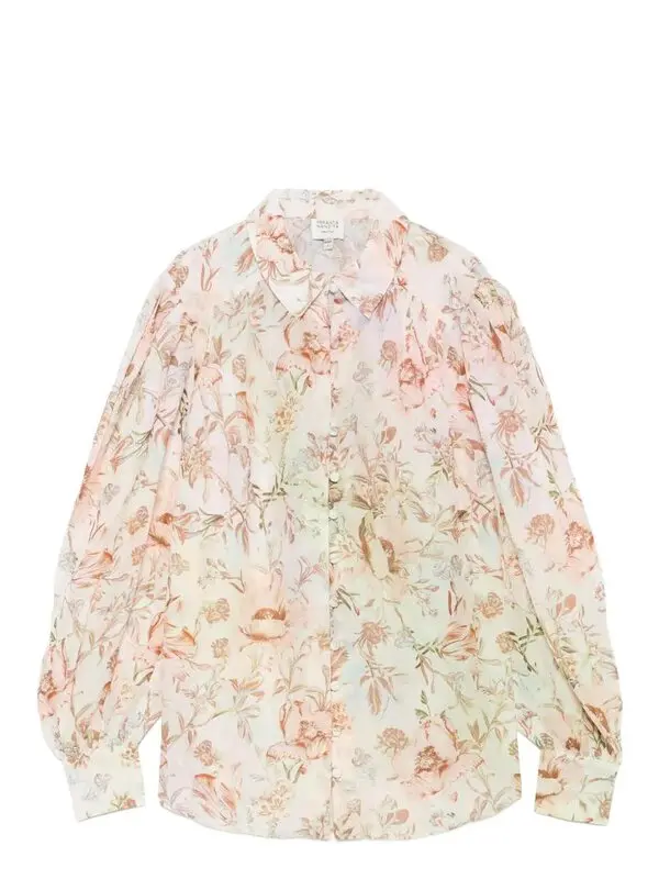 Hemant & Nandita Floral Print Puff Sleeve Shirt - Pink