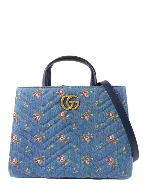 Gucci Gg Marmont Denim Tote Bag - Blue