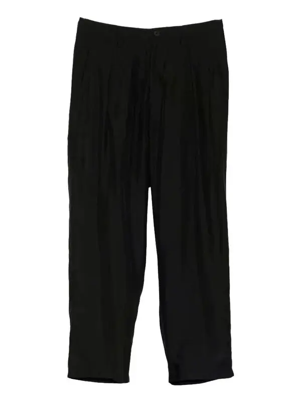 Yohji Yamamoto Tucked Silk Trousers - Black