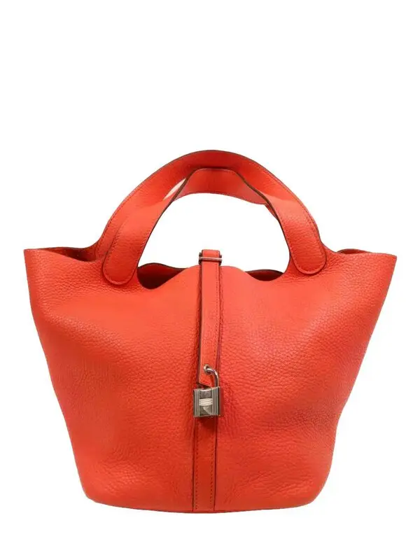Hermès 2020 Mm Picotin Clemence Leather Tote Bag - Orange