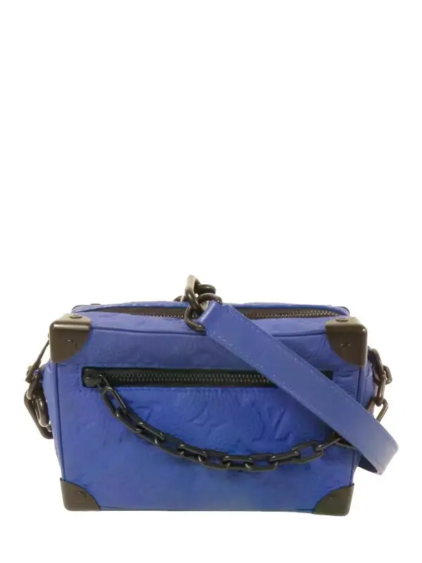 LOUIS VUITTON Monogram Empreinte Mini Soft Trunk Calfskin Crossbody Bag - Blue