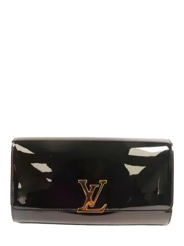 LOUIS VUITTON Patent Leather Embossed Monogram Louise Pouch Bag - Black