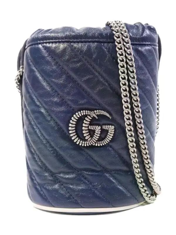 Gucci Gg Marmont Bucket Bag - Blue