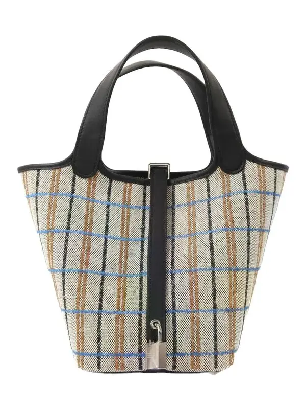 Hermès 2025 Pm Picotin Plaid Tote Bag - Neutrals