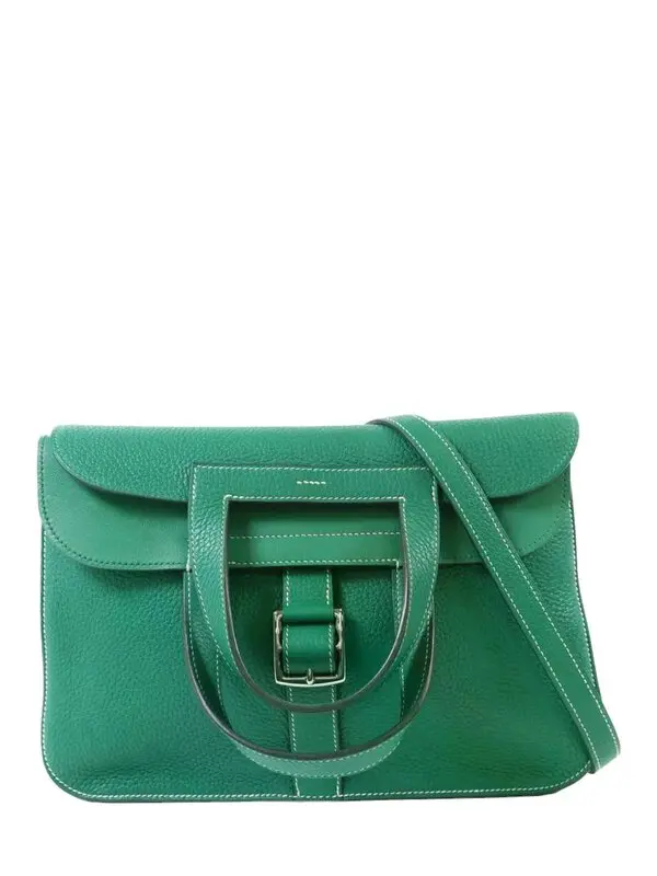 Hermès Halzan Clemence-leather Tote Bag - Green