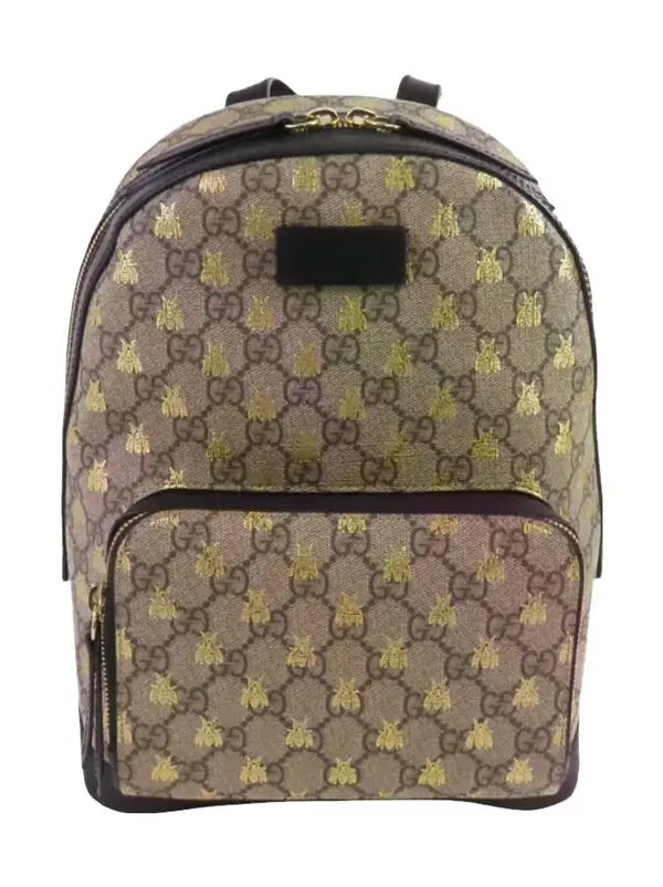 Gucci Gg Supreme Bee-print Backpack - Neutrals