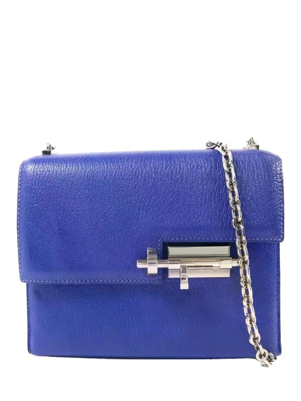 Hermès Verrou Chèvre-leather Chain Crossbody Bag - Blue