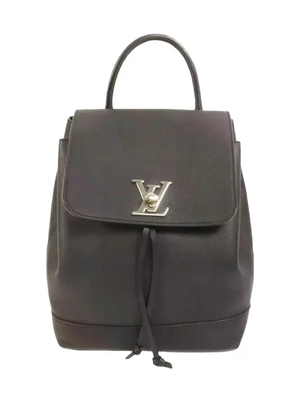 LOUIS VUITTON Lock Me Evergrain Leather Backpack - Black