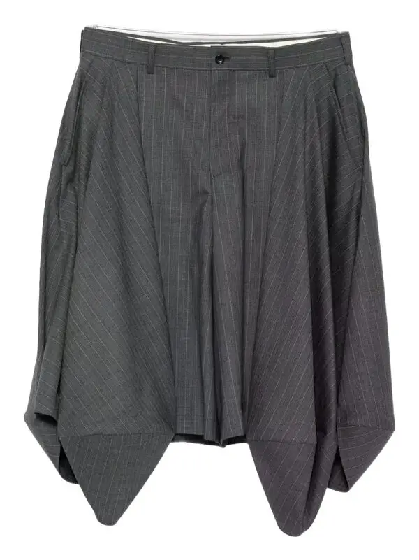 Comme Des Garçons Pinstriped Handkerchief Hem Shorts - Grey
