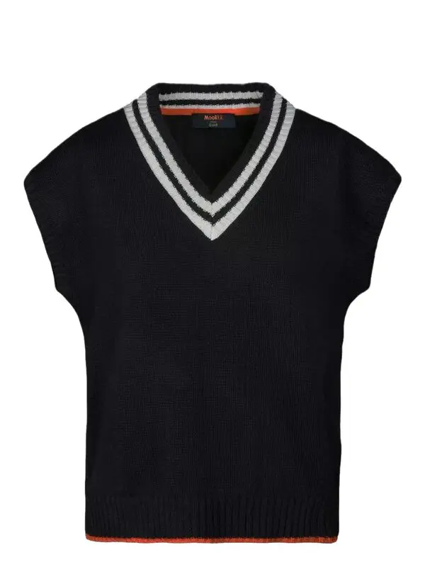 MOORER Striped V-neck Vest - Blue