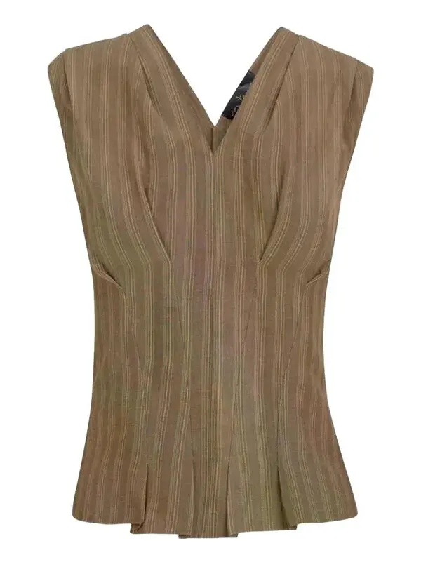 CORTANA Ida Pinstripe-pattern Blouse - Brown