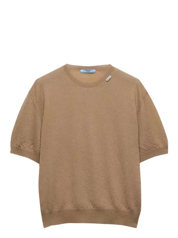 Prada Short-sleeved Cashmere Sweater - Neutrals