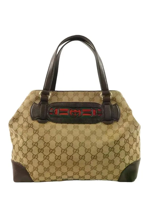 Gucci Gg Monogram Horsebit Tote - Neutrals