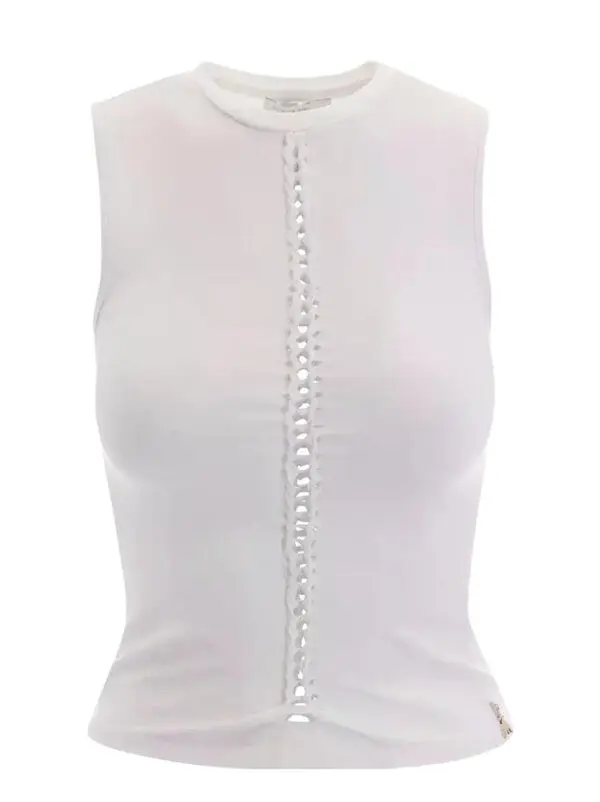 Patrizia Pepe Sleeveless Top With Braided Detail - White