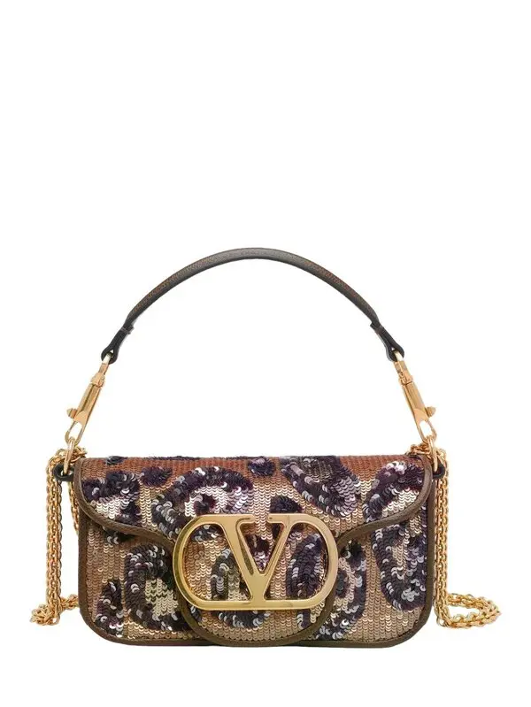 Valentino Garavani Vlogo Signature Embellished Shoulder Bag - Neutrals