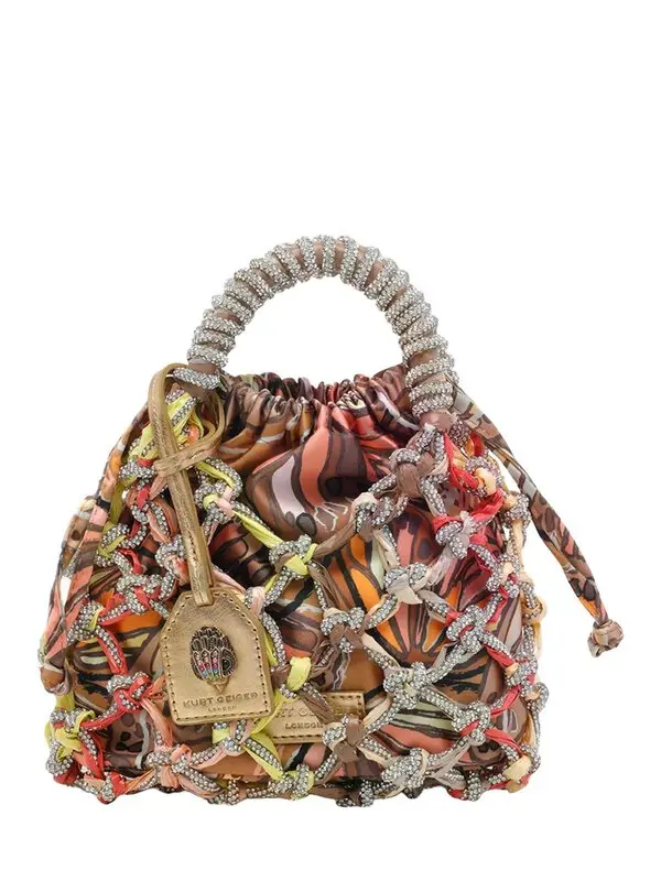 Kurt Geiger Embellished Net Effect Bucket Bag - Brown