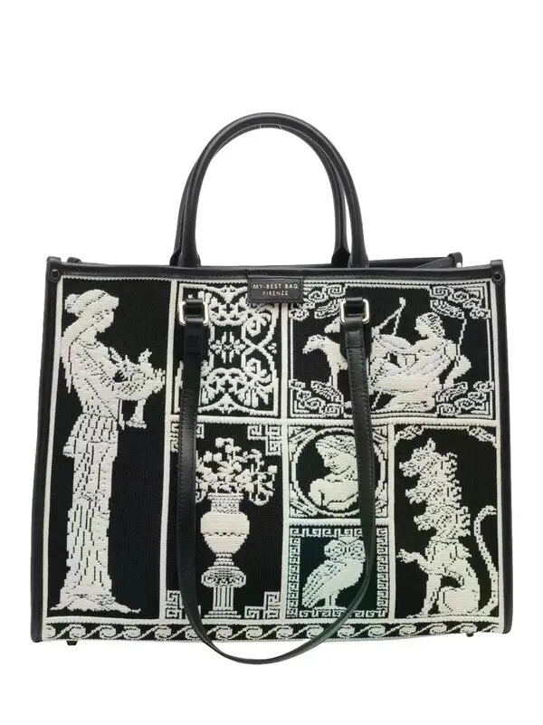 MY BEST BAG FIRENZE Patterned Tote Bag - Black