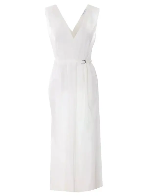 Patrizia Pepe V-neck Buckled Midi Dress - White