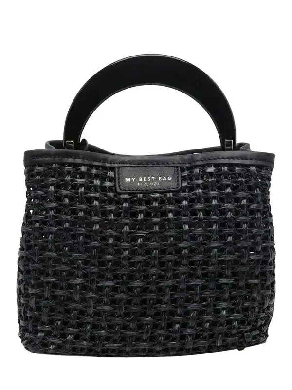 MY BEST BAG FIRENZE Woven Leather-trim Tote Bag - Black