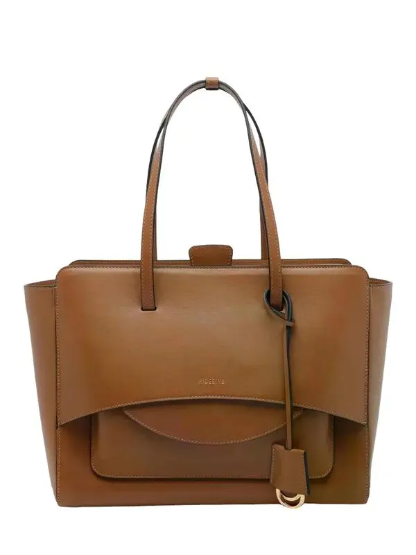 HIDESINS Flap Leather Tote Bag - Brown