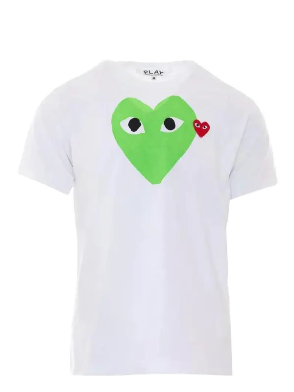 Play Comme Des Garcon Play Heart-print Logo-patch T-shirt - White