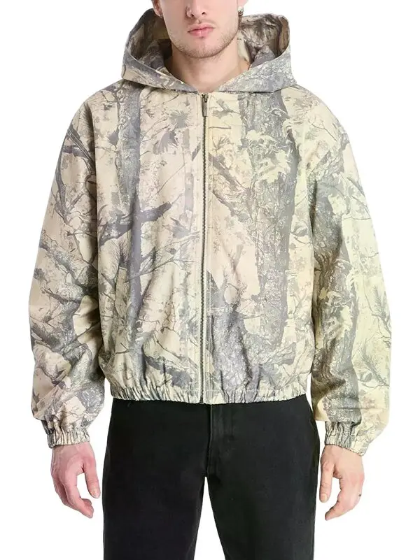KARL KANI Signature Wood Camo Zip-up Jacket - Neutrals