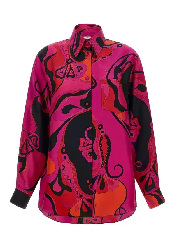 Emilio Pucci Silk Orchid Print Shirt - Pink