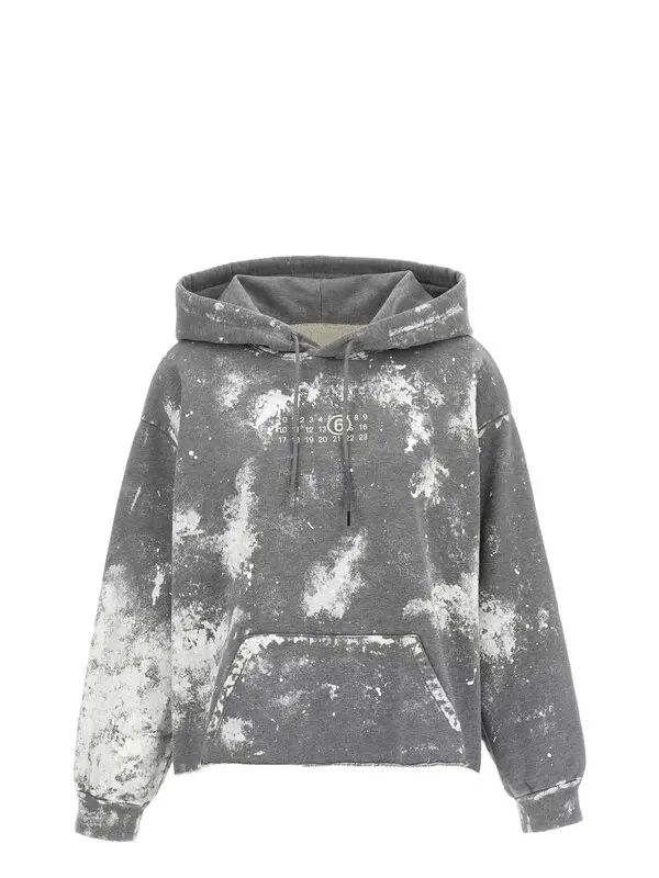 MAISON MARGIELA Numeric Signature Paint-splatter Hoodie - Grey