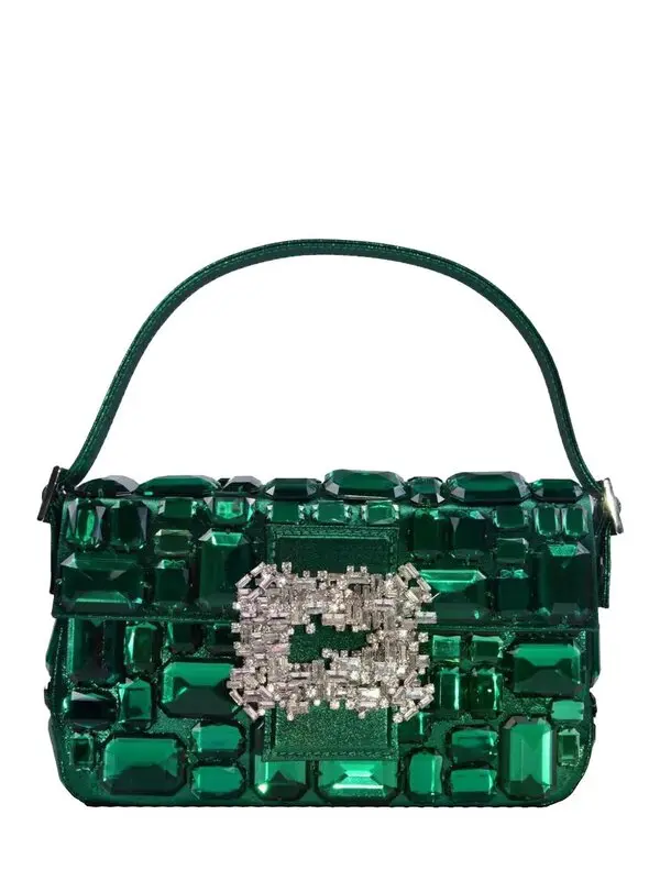 GEDEBE Embellished Tote Bag With Crystal Buckle - Green
