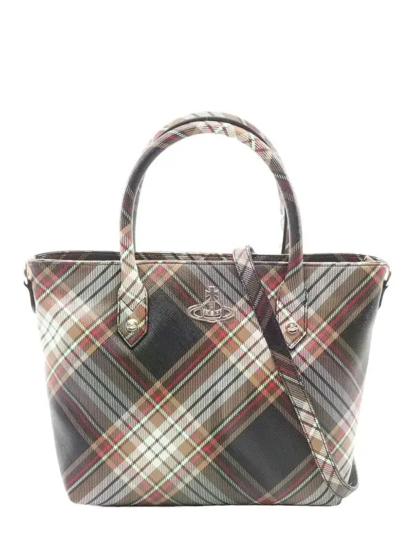 VIVIENNE WESTWOOD Tartan Check Saffiano Tote Bag - Black