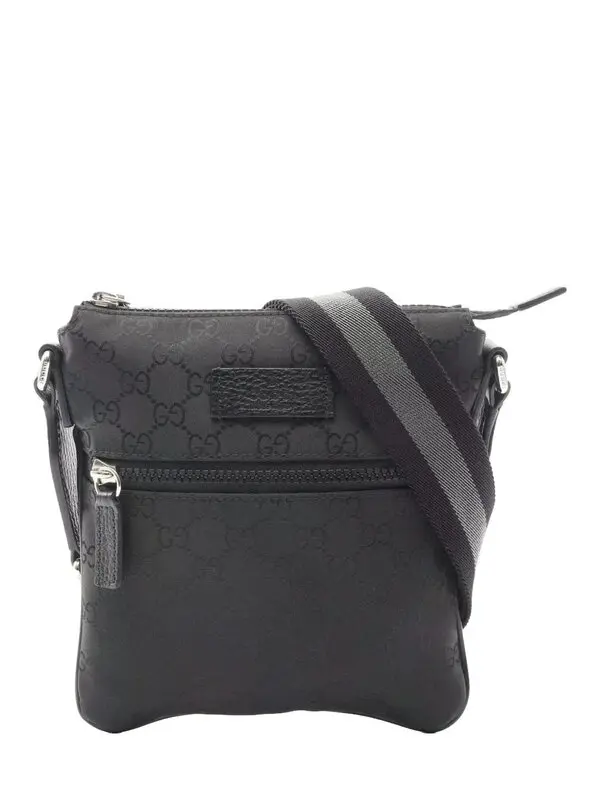 Gucci Gg Logo Patterned Shoulder Bag - Black