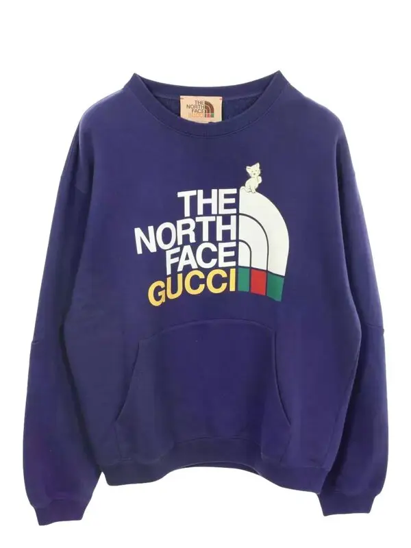 Gucci X The North Face Logo Print Pouch Pocket Sweater - Blue