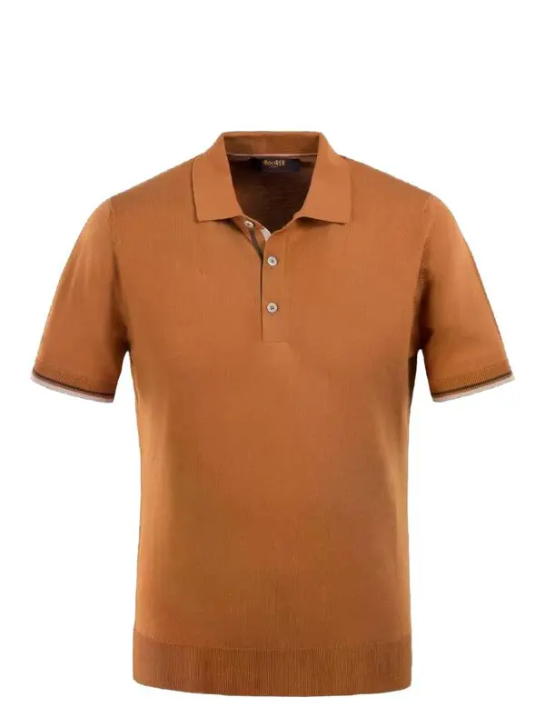 MOORER Adolfo Striped-trim Polo Shirt - Orange