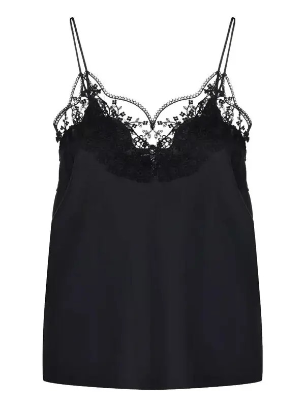 Ermanno Scervino Lace-trim Spaghetti Strap Blouse - Black