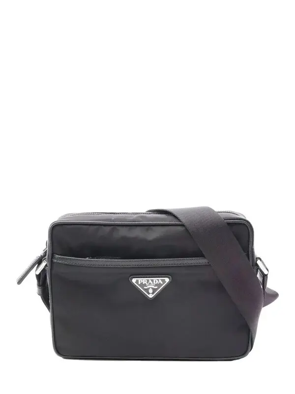Prada Re-nylon Crossbody Bag With Saffiano Leather Trim - Black