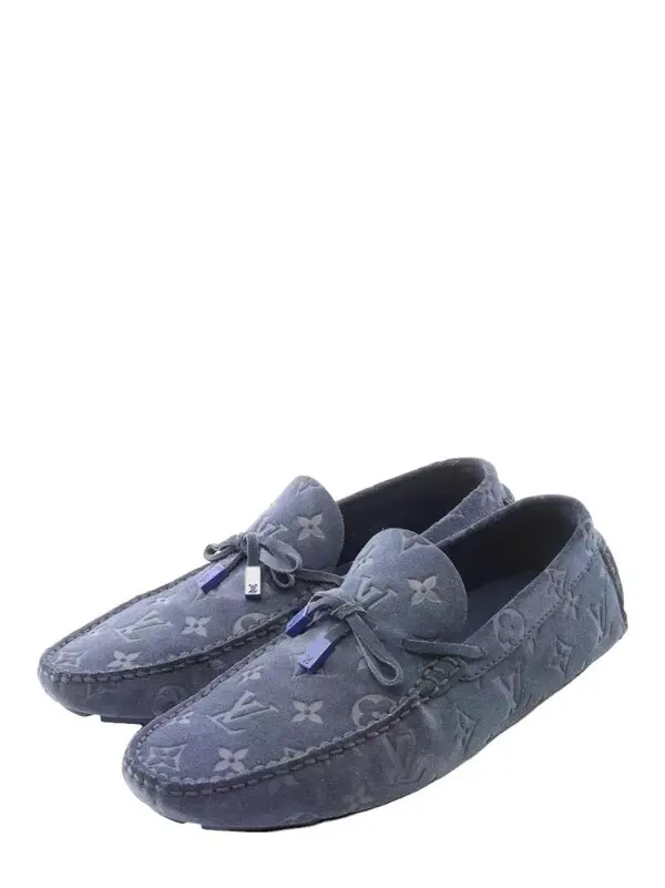 LOUIS VUITTON 2022 Monogram Suede Driver Loafers - Blue