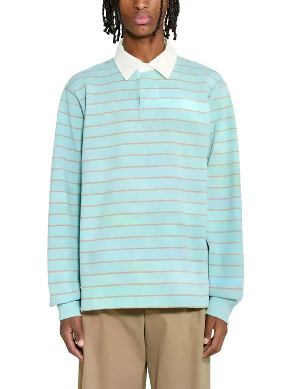 StÜssy Pin-striped Long-sleeve Polo Shirt - Blue