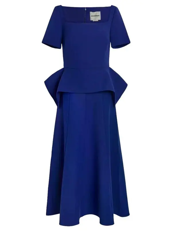 Roland Mouret Peplum Waist Square Neck Midi Dress - Blue