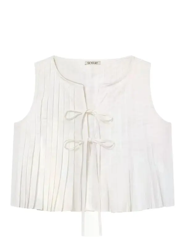 SOSUE Cleo Pleated Tie-fastening Blouse - White
