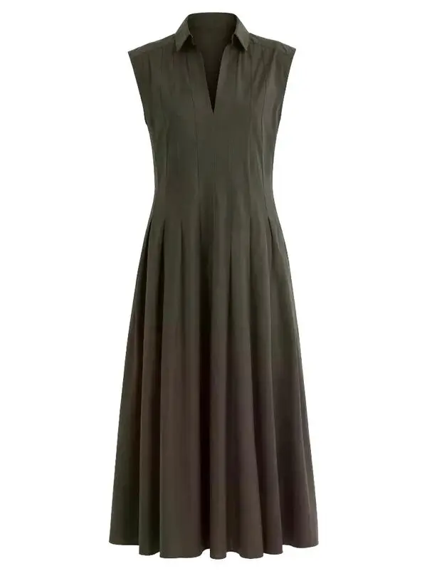 FAY Pleated Sleeveless Midi Dress - Green