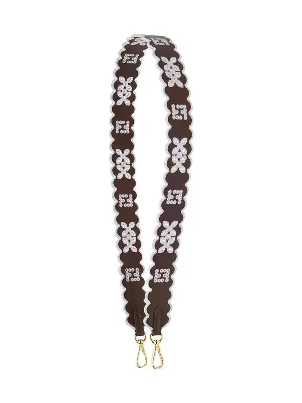 Fendi Embroidered Bag Strap - Brown