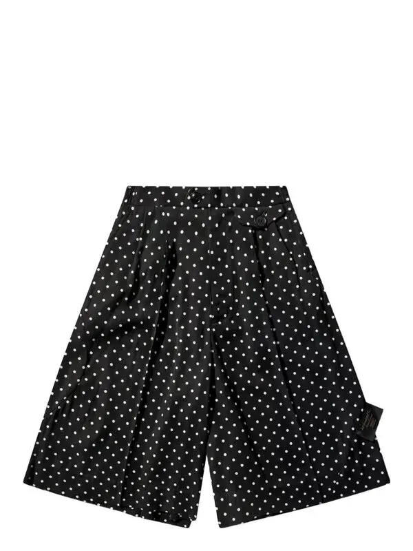 Undercover Polka-dot Pleated Wide-leg Shorts - Black