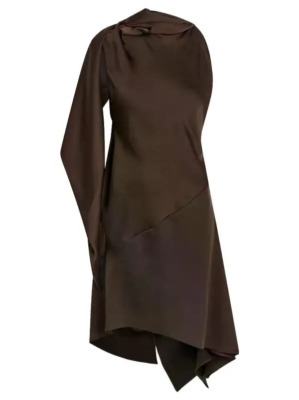 AARON ESH Asymmetric Draped Mini Dress - Brown