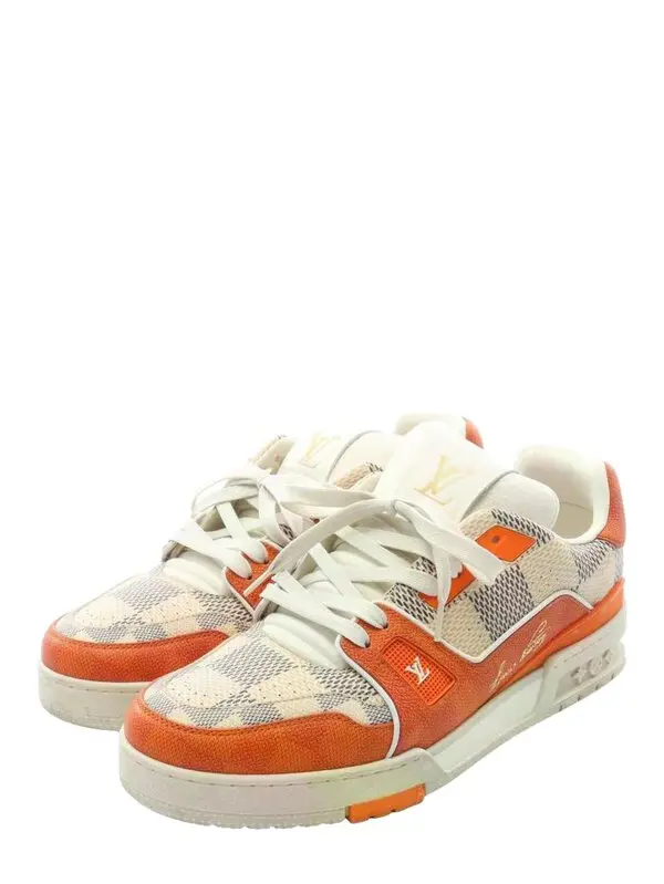 LOUIS VUITTON Paneled Round Toe Lace-up Sneakers - Orange