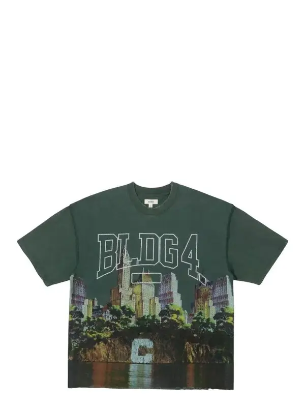 BLDG4 Graphic-print Distressed T-shirt - Green