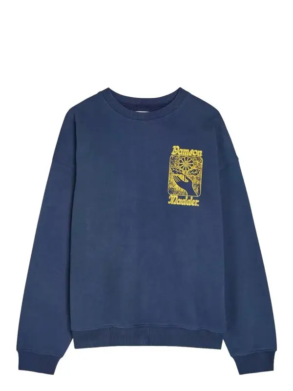 DAMSON MADDER Graphic Print Crew Neck Sweater - Blue