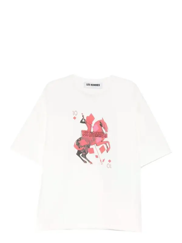 LES HOMMES Printed T-shirt - Neutrals